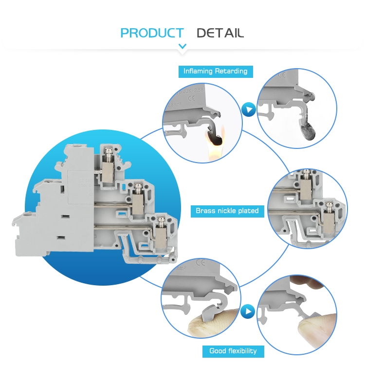 Cầu đấu cảm biến 3 tầng DIKD1.5 UK 0.2-2.5mm cài ray / sensor terminal ...