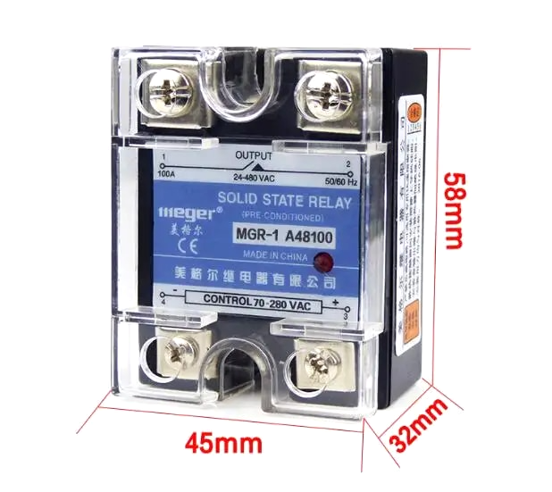 Rơ le bán dẫn SSR AC-AC MGR-1 A48100 100A / chất lượng cao input 70-280V output 24-480V AC ...
