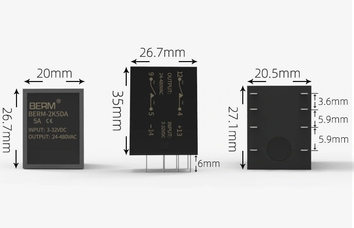 Rơ le bán dẫn DC-AC cách ly BERM 2K5DA 2NO / SSR opto triac thay MY2N ...