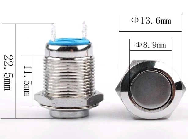 Nút nhấn nhả kim loại chống nước 12mm 250V 3A IP66 IK09 - X1H12 | Công ty cổ phần Linh Kiện Việt Nam