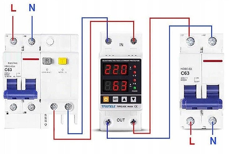 Át điện bảo vệ dòng áp TVPS1-63C 220V 63A / Aptomat bảo vệ quá áp, quá dòng, áp thấp, dòng thấp ...