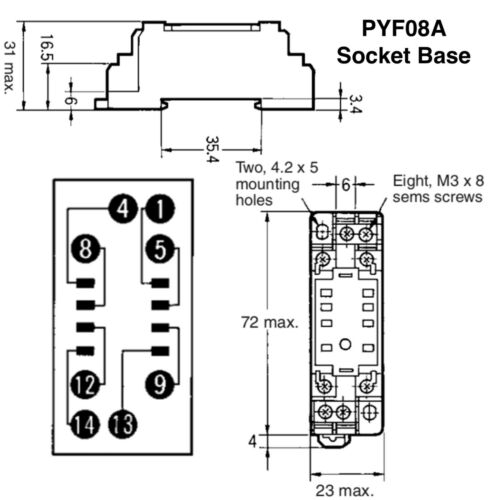 Socket Relay PYF08A - Đế Relay 8 chân - A1H20 | Công ty cổ phần Linh Kiện Việt Nam