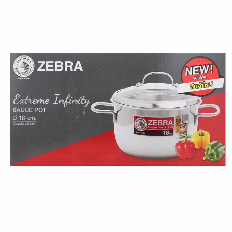 NỒI INOX ZEBRA 3 Đáy Extreme Infinity NẮP KÍNH - đủ size 18, 20, 22 ...