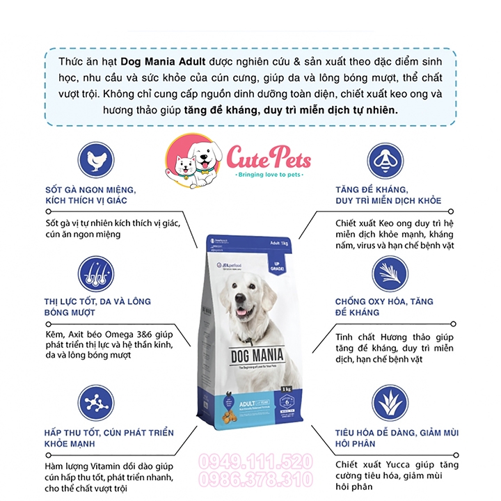 Thức ăn cho chó - Hạt cho chó Dog Mania 1kg Cutepets - Pet shop ...