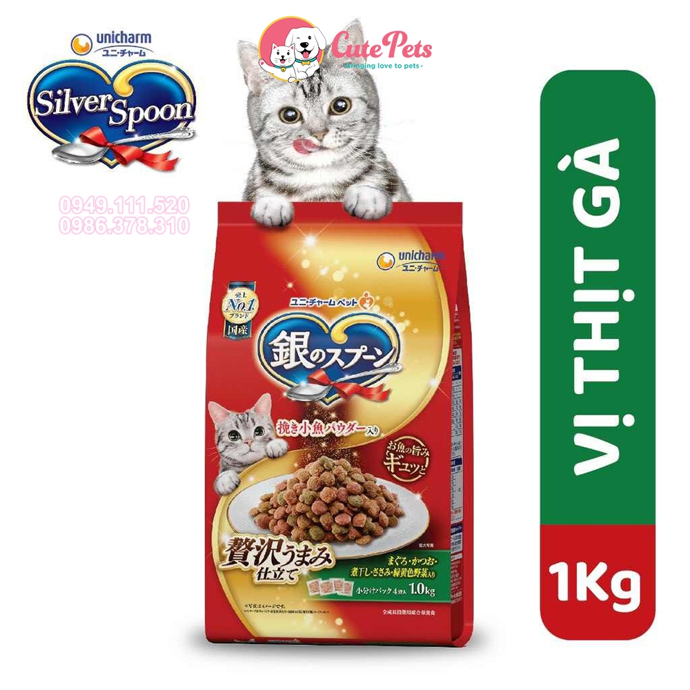 Thức ăn mèo Silver Spoon 1kg Hạt cho mèo mọi lứa tuổi Unicharm Nhật Bản - Cutepets Cutepets ...
