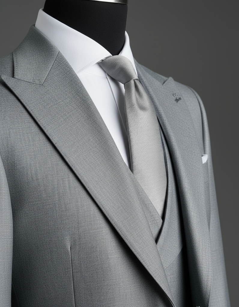 [BST FALL 2025] Silver Monarch Bespoke 3-Piece Suit The Suits House