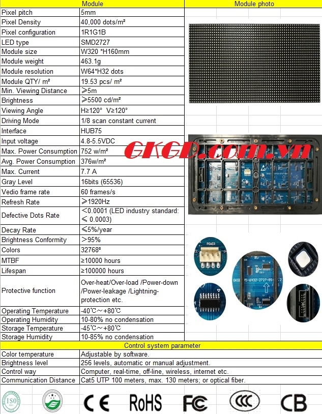 Module P5 Outdoor GKGD Màn hình LED GKGD, Module led P2, Module led P3 ...