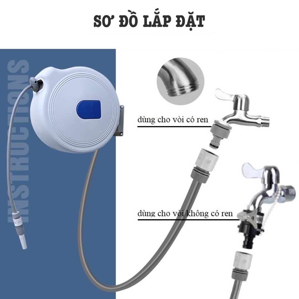 Bộ vòi tưới cây, rửa xe LionKing (PHIÊN BẢN THƯỜNG) - Rulo thu cuộn ống ...