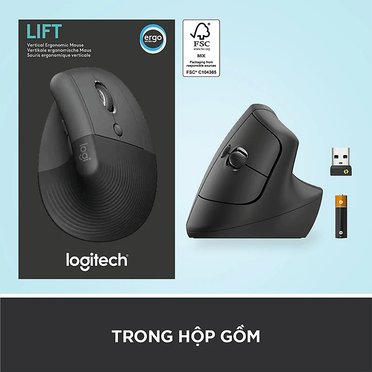 Chuột công thái học không dây Logitech Lift Vertical - Lâm Phong Store