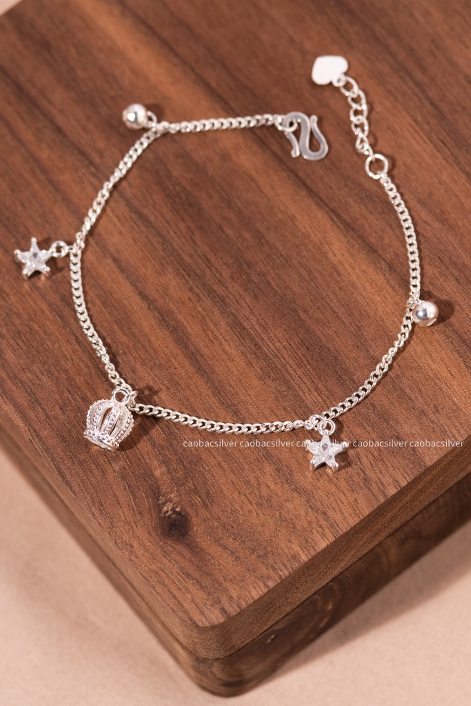 Lắc tay bạc Việt Nam Crown Star - Cáo Bạc - Trang sức bạc