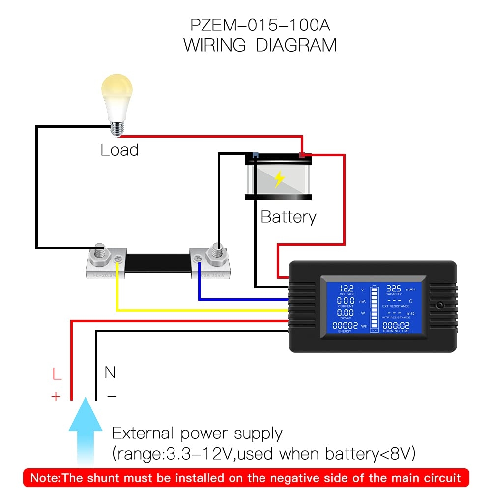 Công Tơ Điện Tử DC PZEM-015 0-200V 300A (Kèm Trở Shunt)