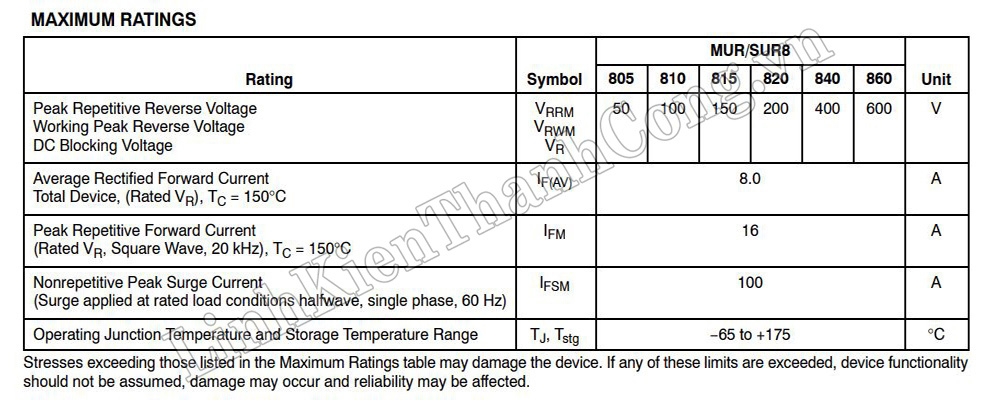 MUR860 Diode Xung 8A 600V TO220