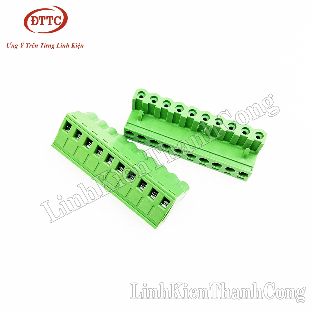 Cầu Đấu Terminal 10P 2EDG5.08-10P 5.08mm Xanh Cong (Đực + Cái)