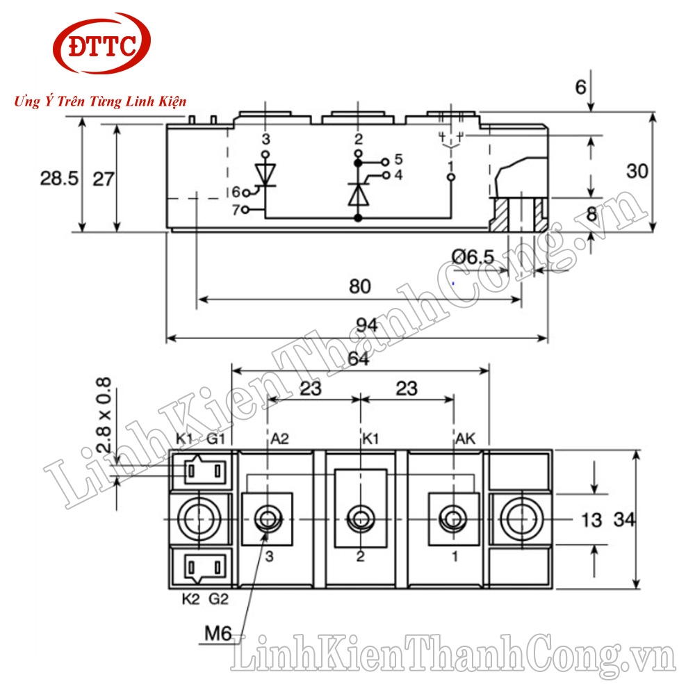 SKKT162/16E Thyristor Module Semikron 162A 1600V