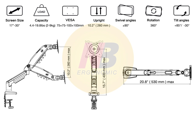 Giá đỡ màn hình NB-P80 Từ 17-30 inch, Tải trọng 9kg