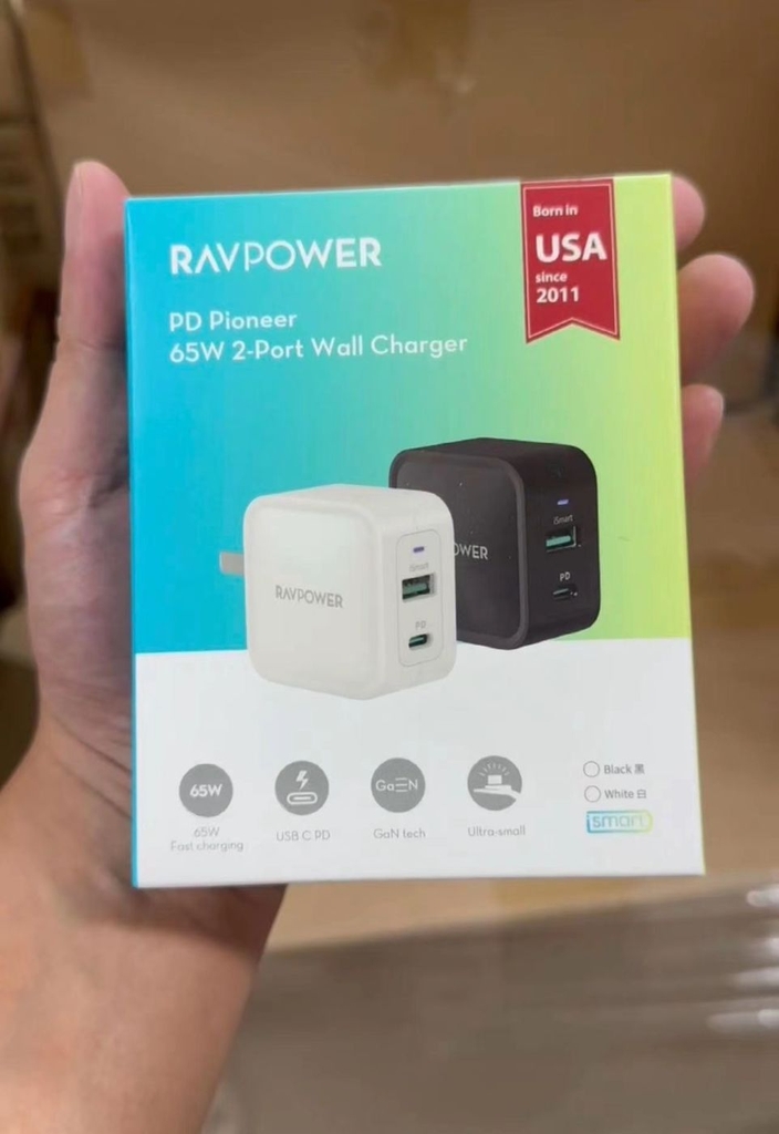 Củ Sạc Nhanh RavPower PD 2 Cổng 65W GAN TECH Chính Hãng Bewise Shop