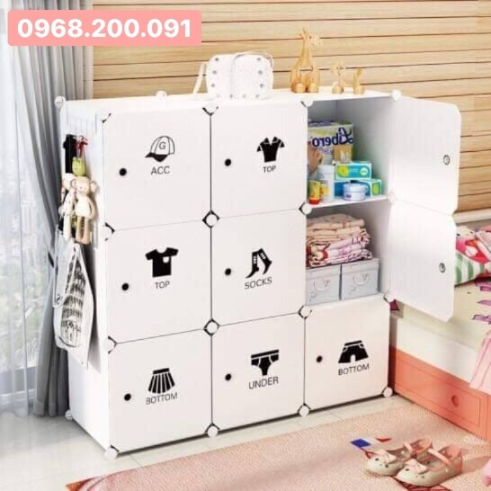 Tủ nhựa lắp ghép icon quần áo 9 ô Family