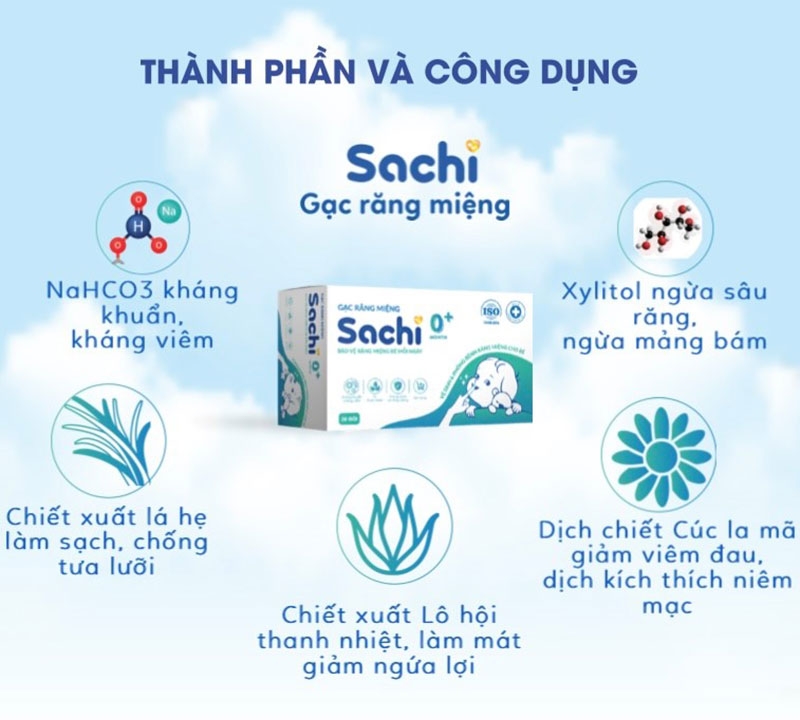 Gạc răng miệng Sachi 0+ (hộp 30 gói) | MBMart.com.vn