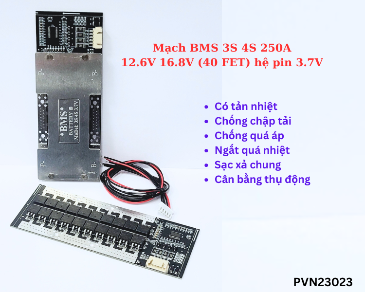 Mạch BMS 3S 4S 250A pin 3.7V (40 FET) có chống chập tải, sạc xả chung ...