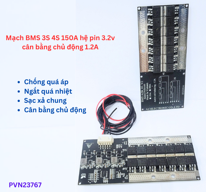Mạch BMS 3S 4S 150A pin 3.2v cân bằng chủ động 1.2A, có chống chập tải ...