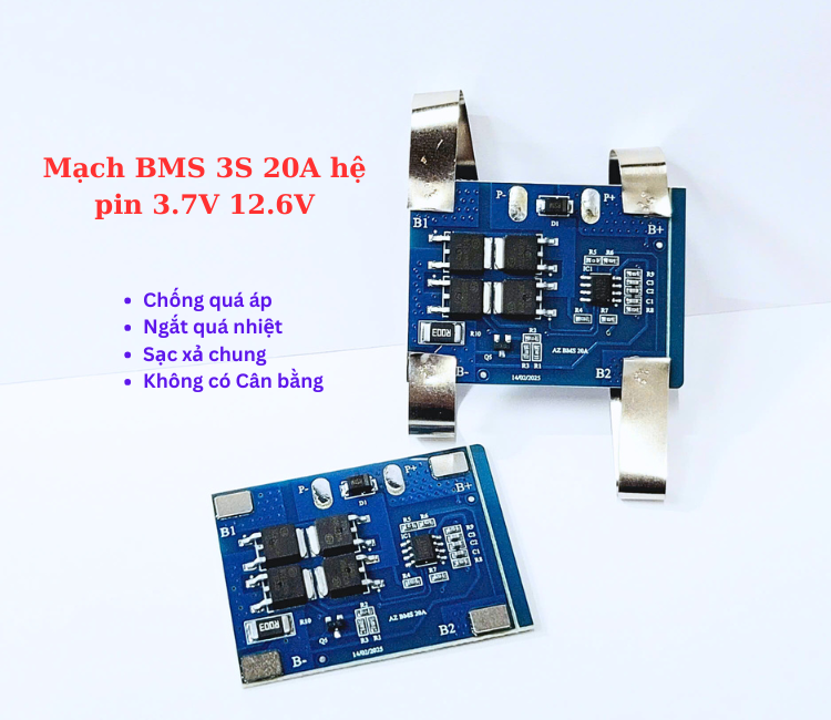 Mạch BMS 3S 20A pin 3.7V 12.6V không cân bằng kích thước 35x45mm G5-B11 ...
