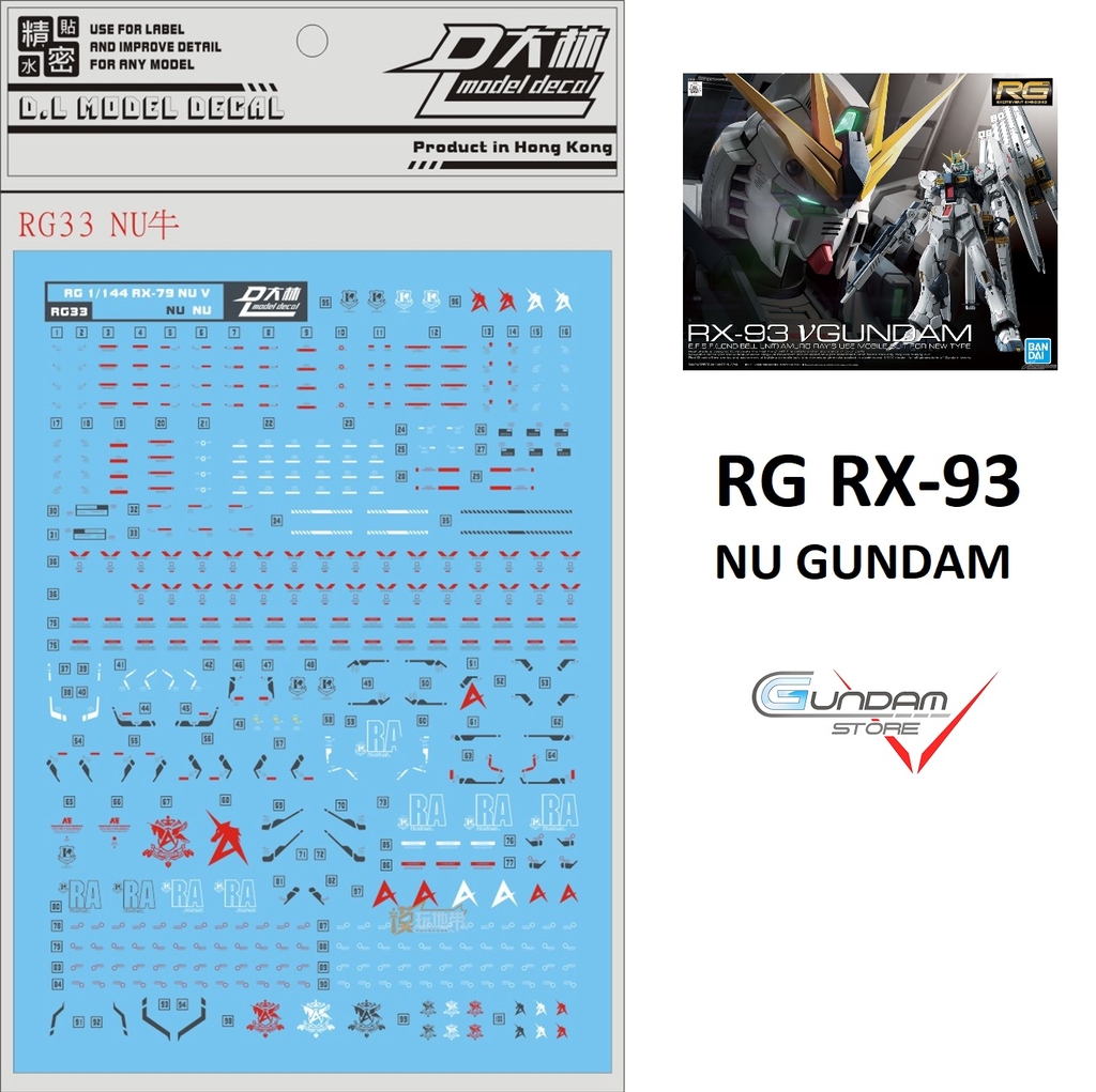 BỘ DECAL MÔ HÌNH GUNDAM WATER DECAL RG NU GUNDAM – Gundam Store VN