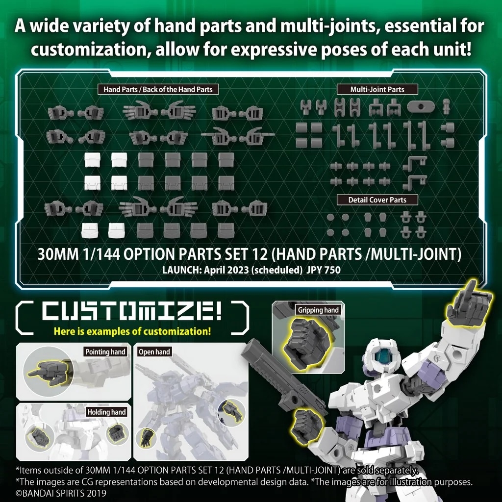 Mô Hình 30MM OPTION PARTS SET 12 HAND PARTS MULTI-JOINT 1/144 Bandai Đồ ...