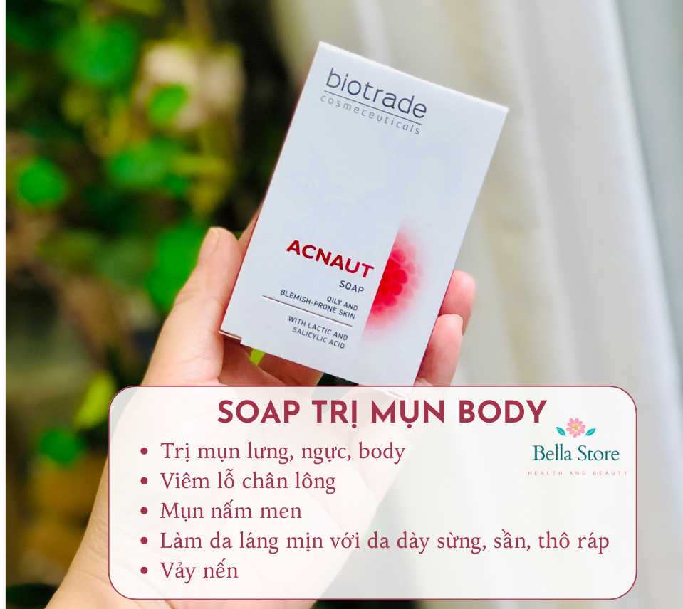 Xà bông trị mụn lưng, viêm nang lông, mụn nấm men Biotrade Acnaut Soap ...