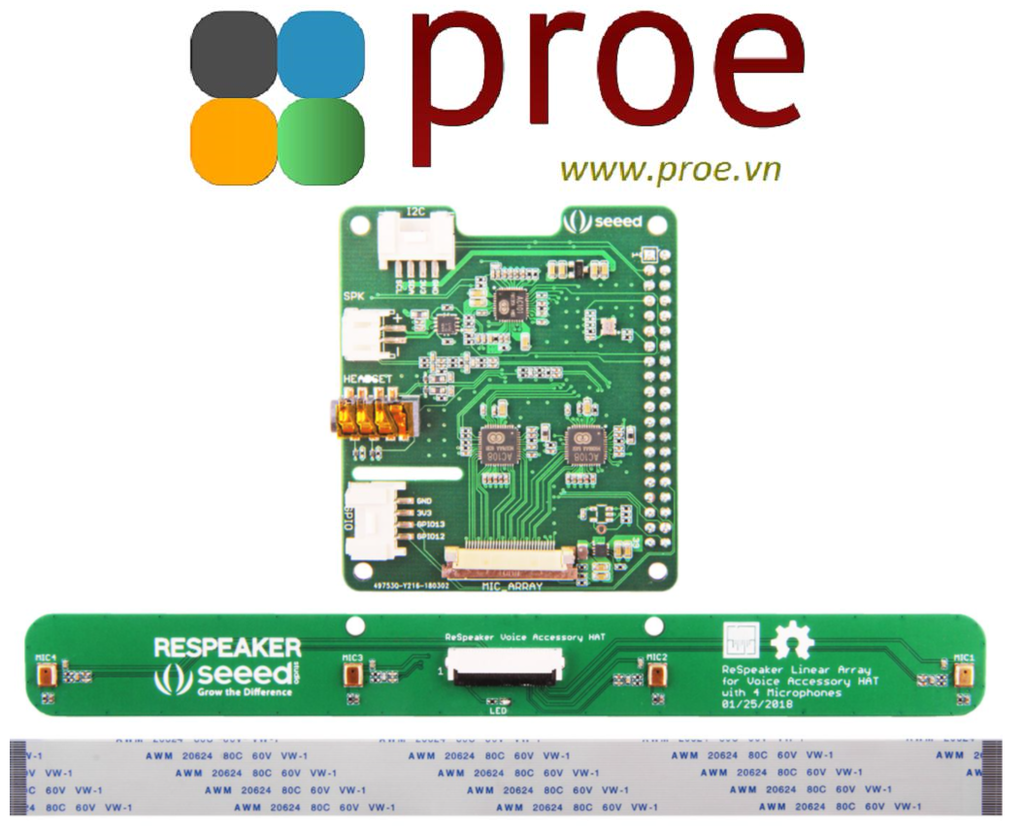 ReSpeaker 4-Mic Linear Array Kit for Raspberry Pi | Điện tử ProE