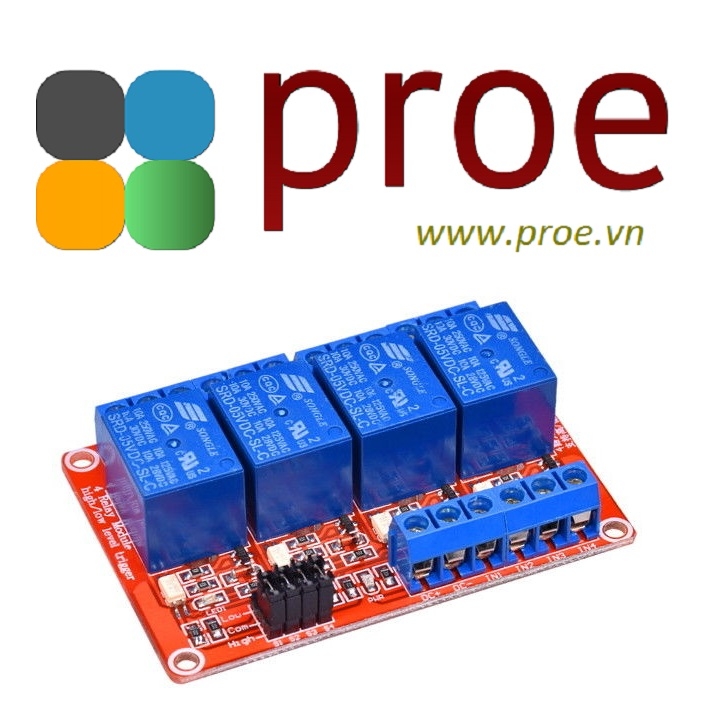Module 4 Relay 5V Opto Cách Ly Kích HL 5VDC | Điện tử ProE