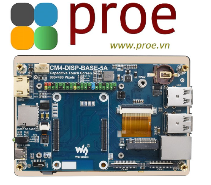 5″ Touch Screen Expansion for Raspberry Pi CM4, PoE Header, Gigabit ...