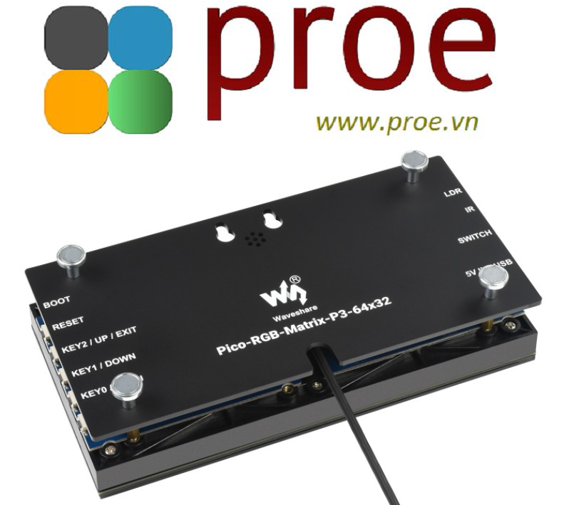 RGB Full-Color Multi-Features Digital Clock for Raspberry Pi Pico, 64× ...