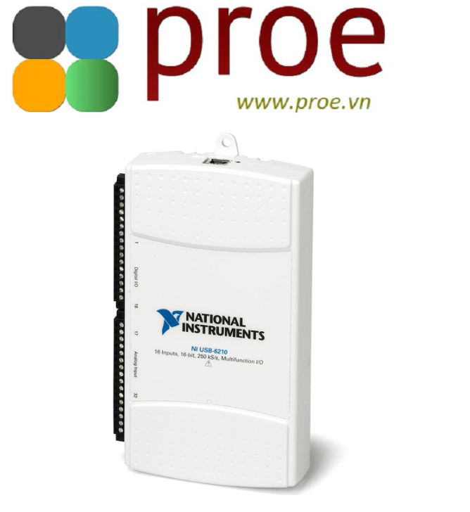 Multifunction I/O Device, USB-6210, 250 kSPS, 16 bit, 16 Input, ± 200 mV to ± 10 V, Windows ...
