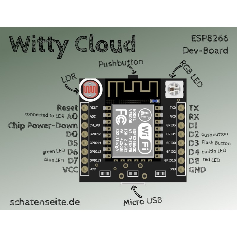 Witty Esp 12f Wifi Esp8266 Điện Tử Proe