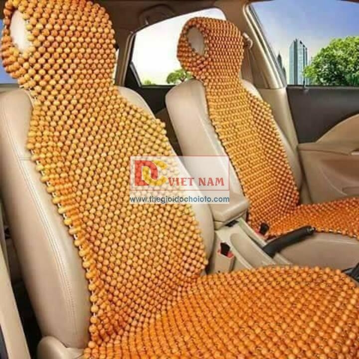 Đệm lót ghế ô tô hạt gỗ Pơ Mu 100% tự nhiên tựa lưng massage trên ô tô ...