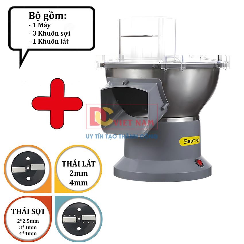 Máy thái rau củ quả công nghiệp đa năng, thái lát, thái sợi, thái hạt ...