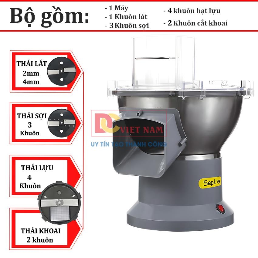 Máy thái rau củ quả công nghiệp đa năng, thái lát, thái sợi, thái hạt ...