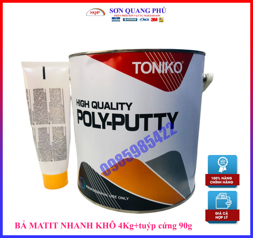 Bộ bả matit TONIKO 4kg nhanh khô bả xe oto, xe máy, bột trét matic kim ...