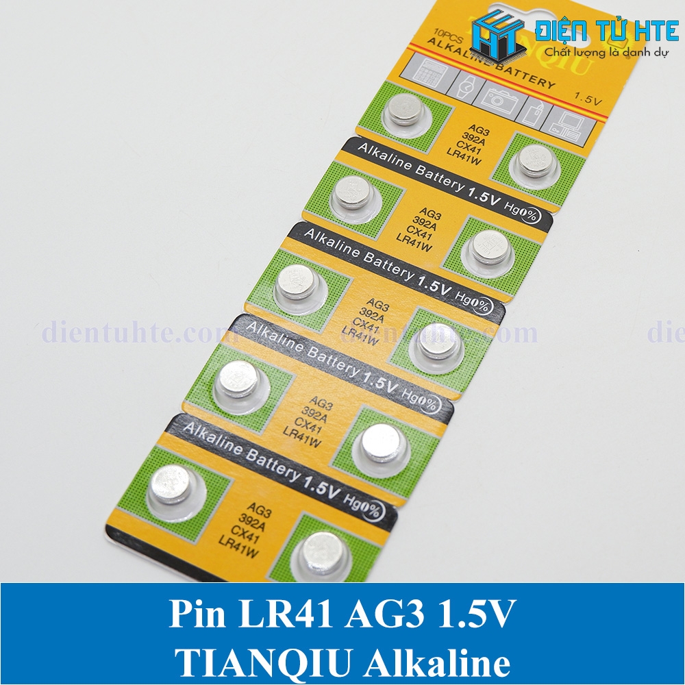 Pin cúc áo TIANQIU AG3 LR41 392A 1.55V Alkaline (Trong vỉ) | Điện Tử HTE