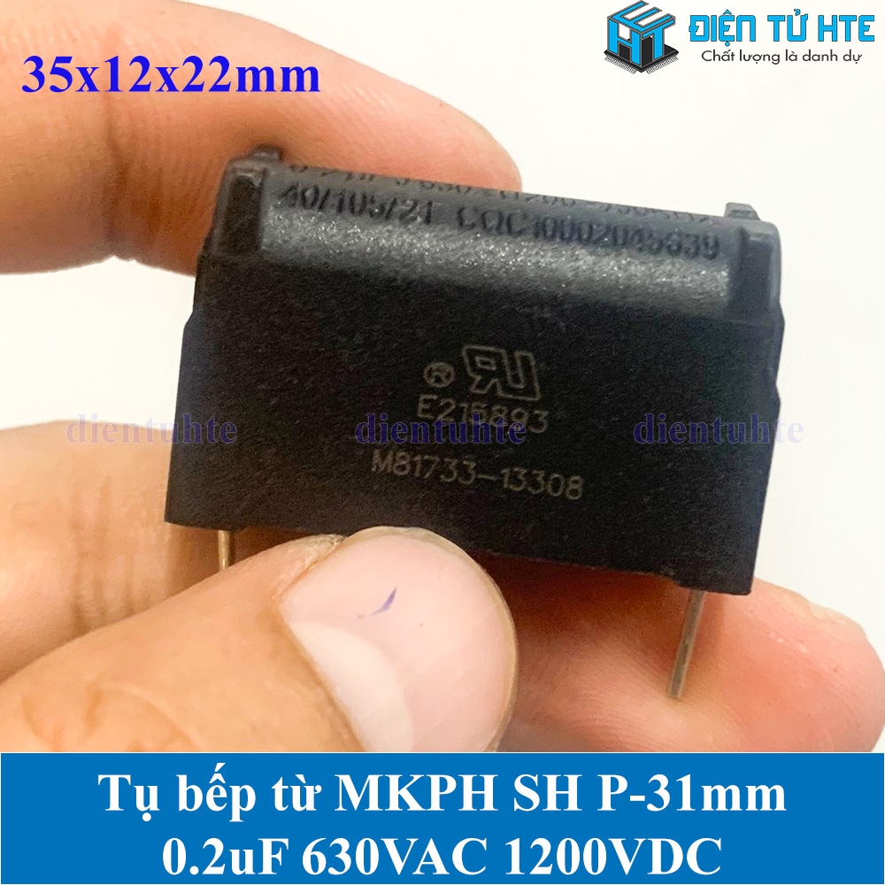 Tụ bếp từ MKPH SH 0.2uF 630VAC 1200VDC pitch 31mm Đen size 35x12x22mm ...