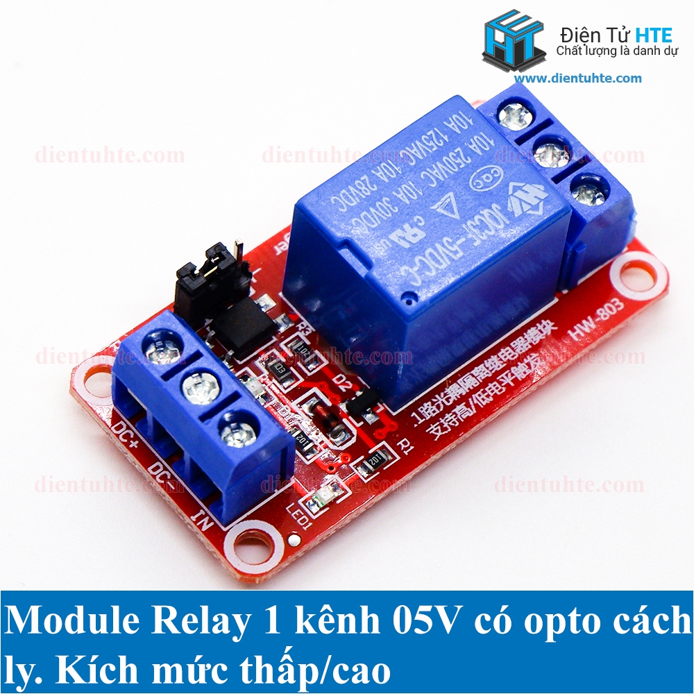 Module relay 1 kênh có opto cách ly kích mức cao - thấp | Điện Tử HTE