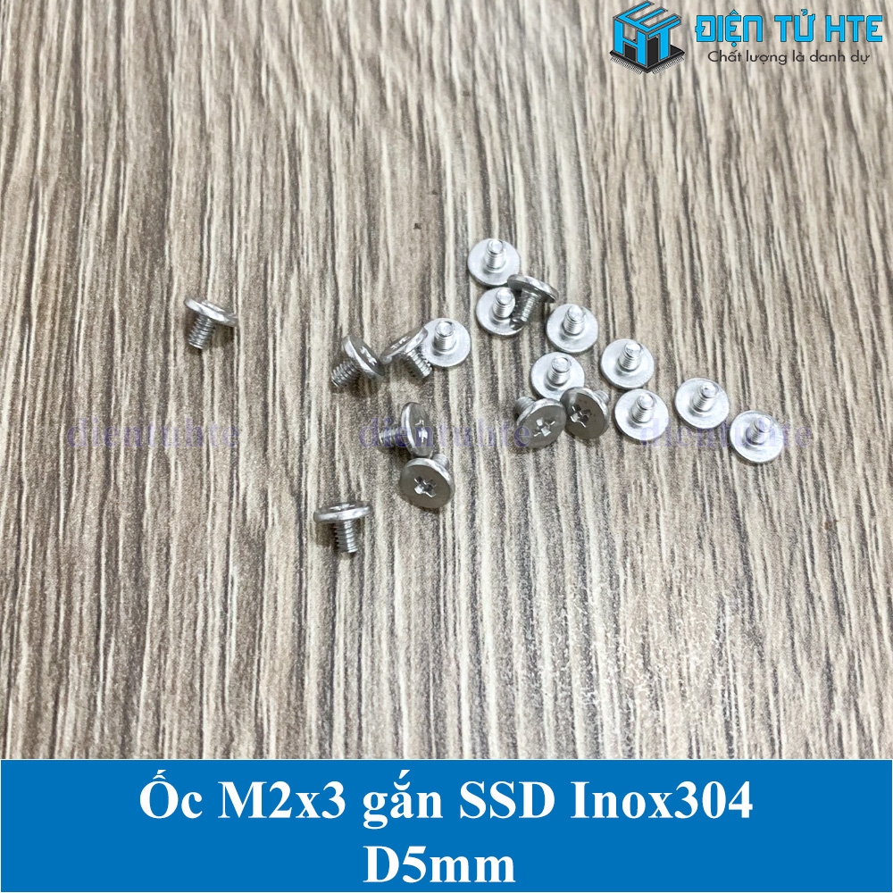 Ốc tròn M2x3 D5mm dùng vặn Card SSD M2, RAM Inox 304 | Điện Tử HTE