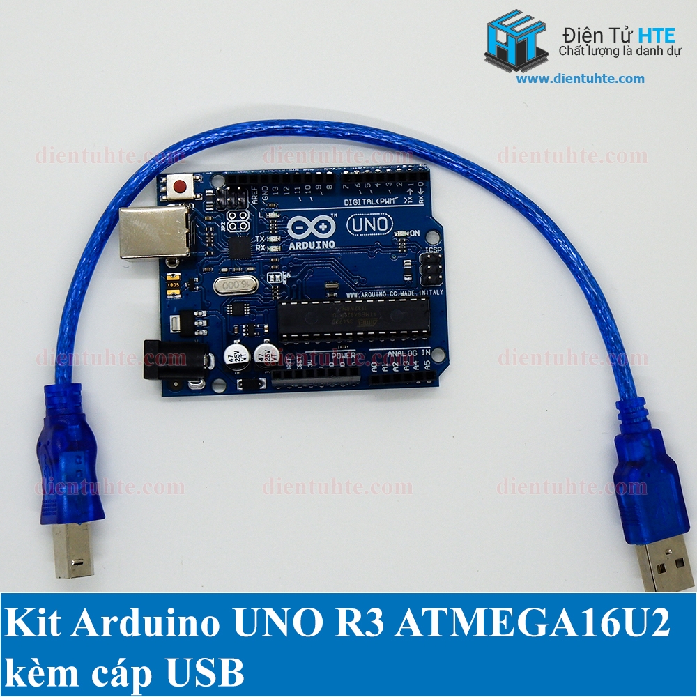 Kit Arduino UNO R3 chip giao tiếp ATMEGA16U2 kèm cáp USB | Điện Tử HTE