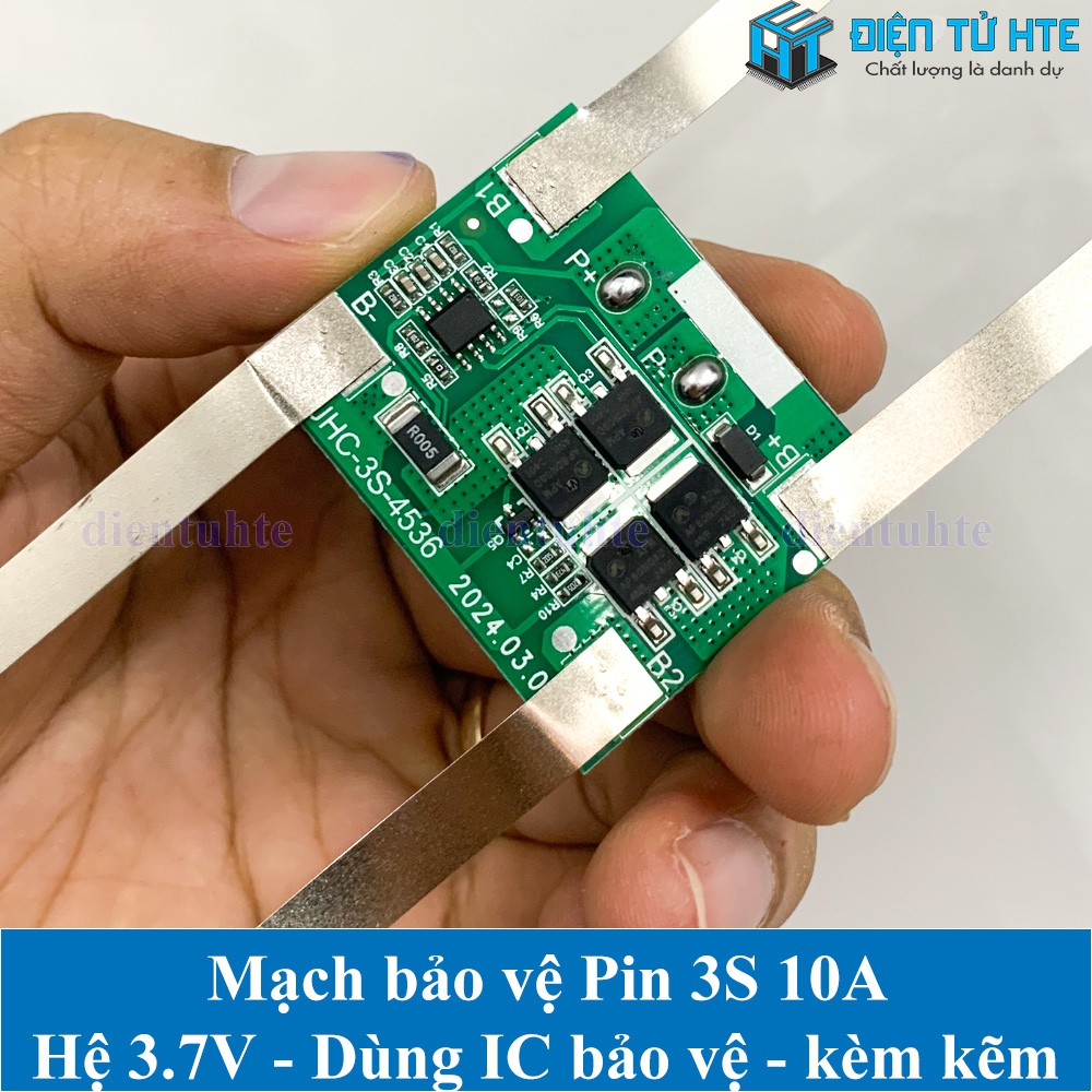 Mạch bảo vệ Pin 3S 10A hệ 3.7V 12.6V sử dụng IC bảo vệ 45x36x3mm kèm ...