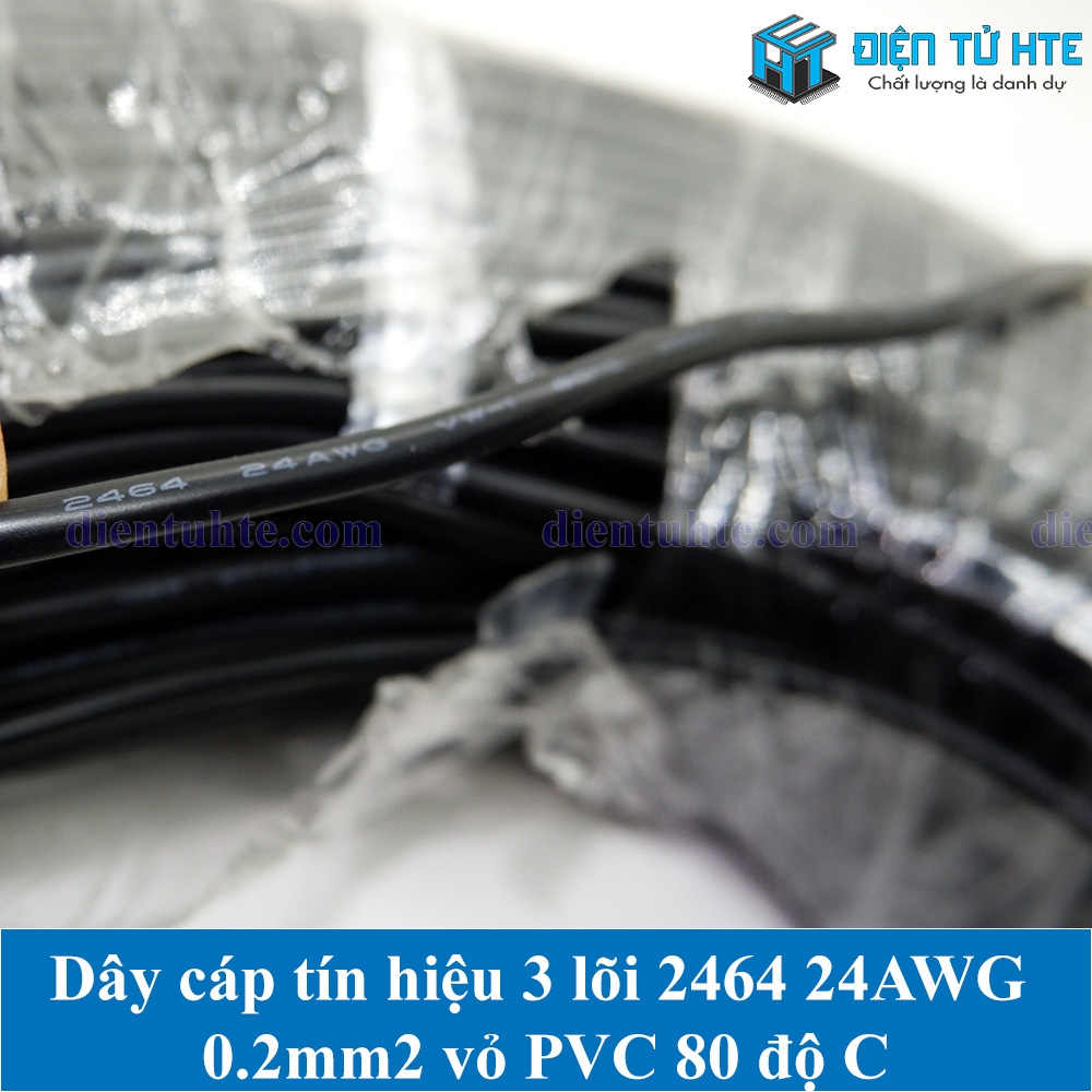 Dây cáp tín hiệu 3 lõi 2464 24AWG 0.2mm2 vỏ PVC 80 độ C | Điện Tử HTE