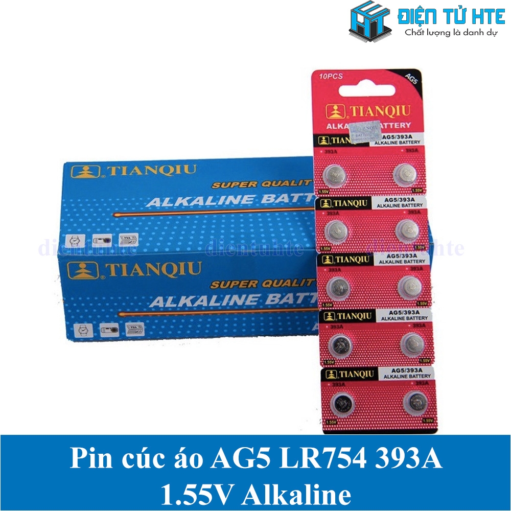 Pin cúc áo TIANQIU AG5 LR754 393A 1.55V Alkaline (Trong vỉ) | Điện Tử HTE