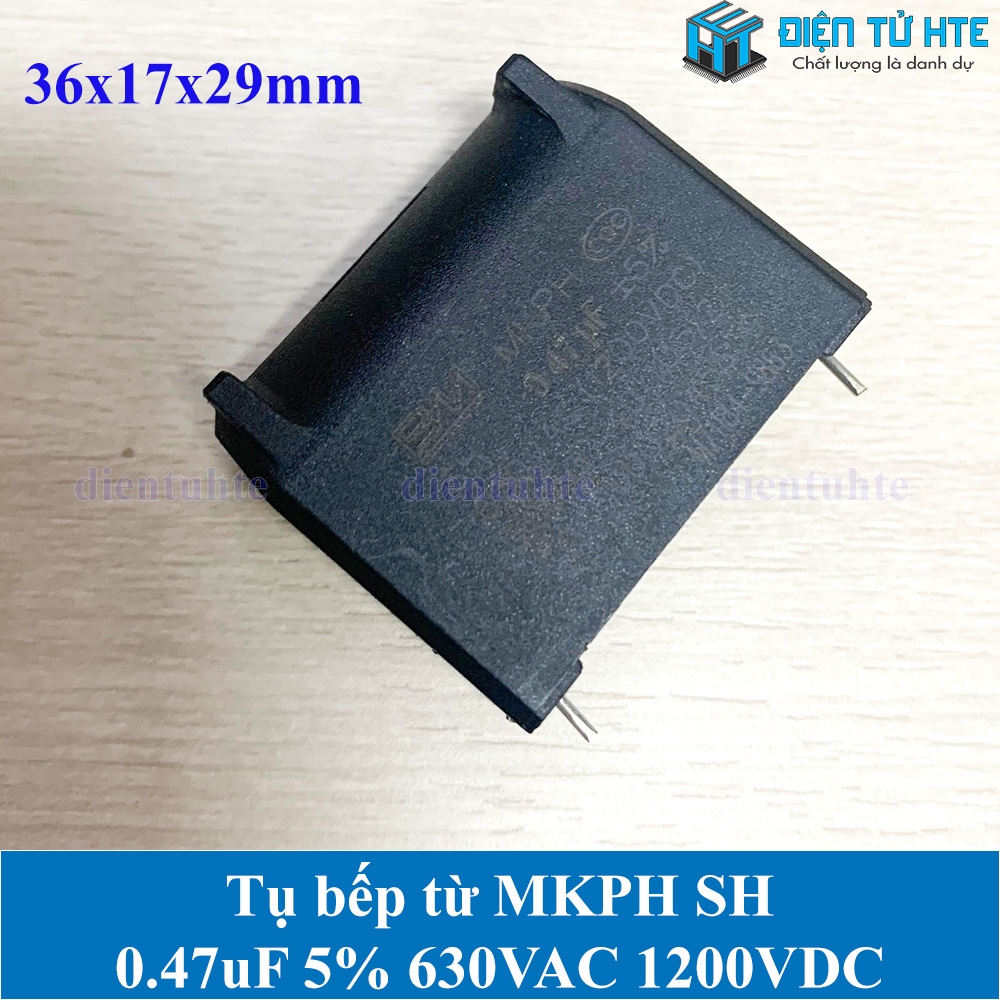 Tụ bếp từ BM MKPH 0.47uF 5% 630VAC 1200DC pitch 31mm Đen size 36x17x29mm | Điện Tử HTE