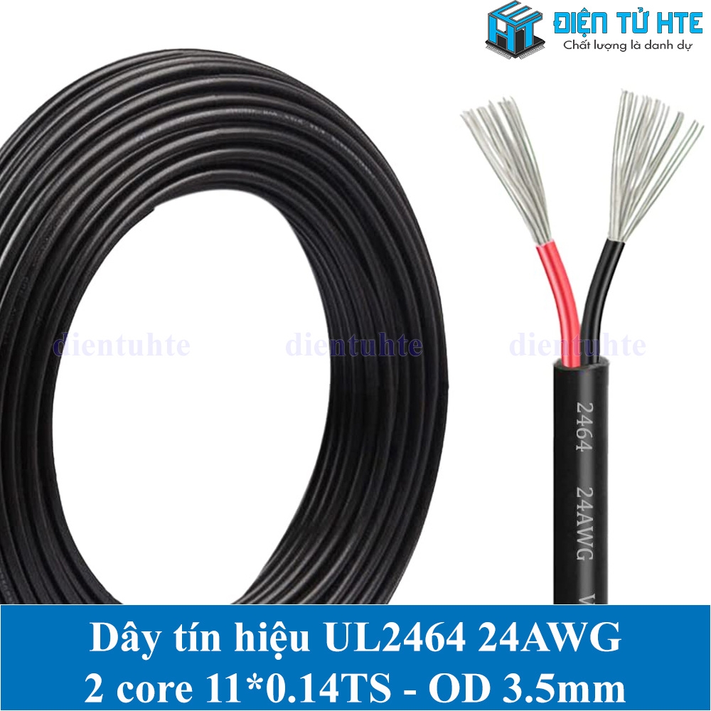 Dây tín hiệu 2 lõi 2464 24AWG 11*0.14TS vỏ PVC 80 độ OD 3.5mm | Điện Tử HTE