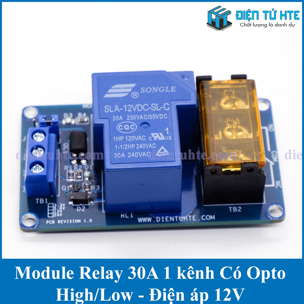 Module Relay 30A mức cao - thấp có Opto HTE | Điện Tử HTE