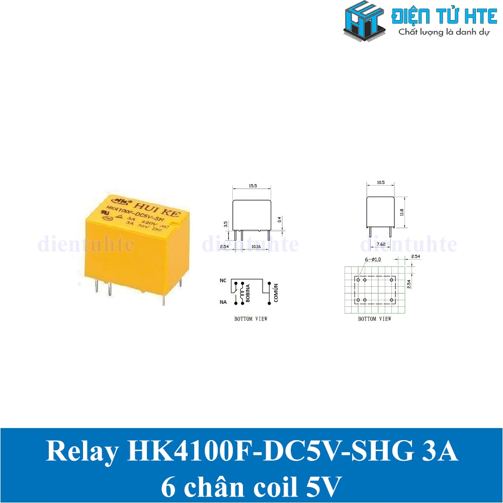 Relay HK4100F-DC5V-SHG 3A 6 chân chính hãng HUIKE coil 5V | Điện Tử HTE